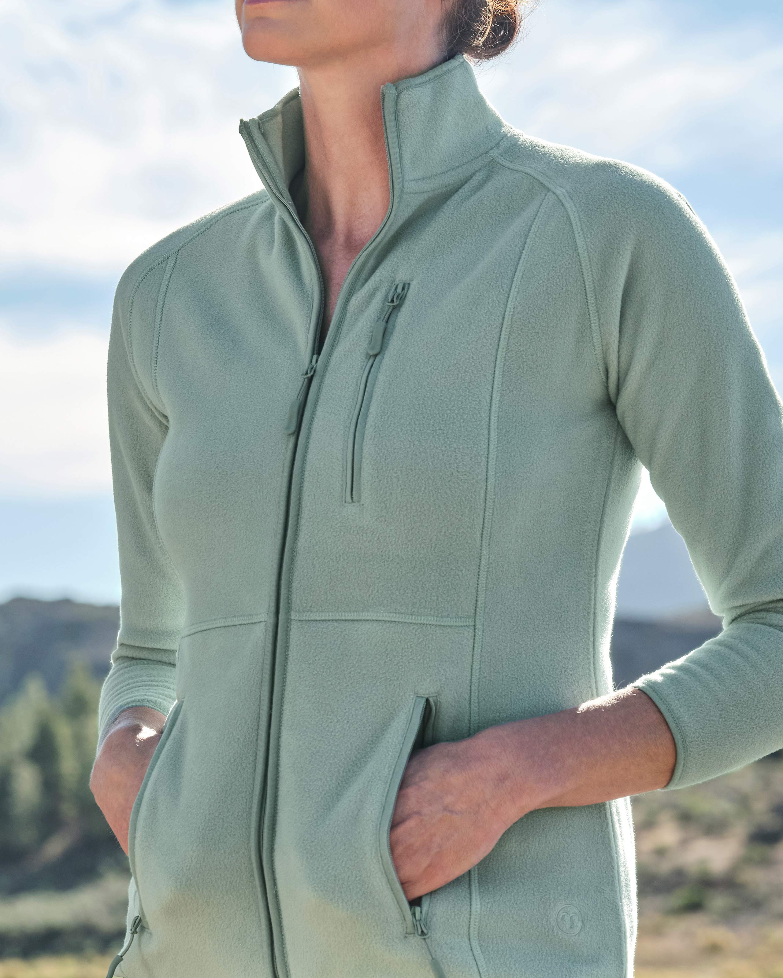 Sage | Brecon Zip Through Fleece | WoolOvers UK