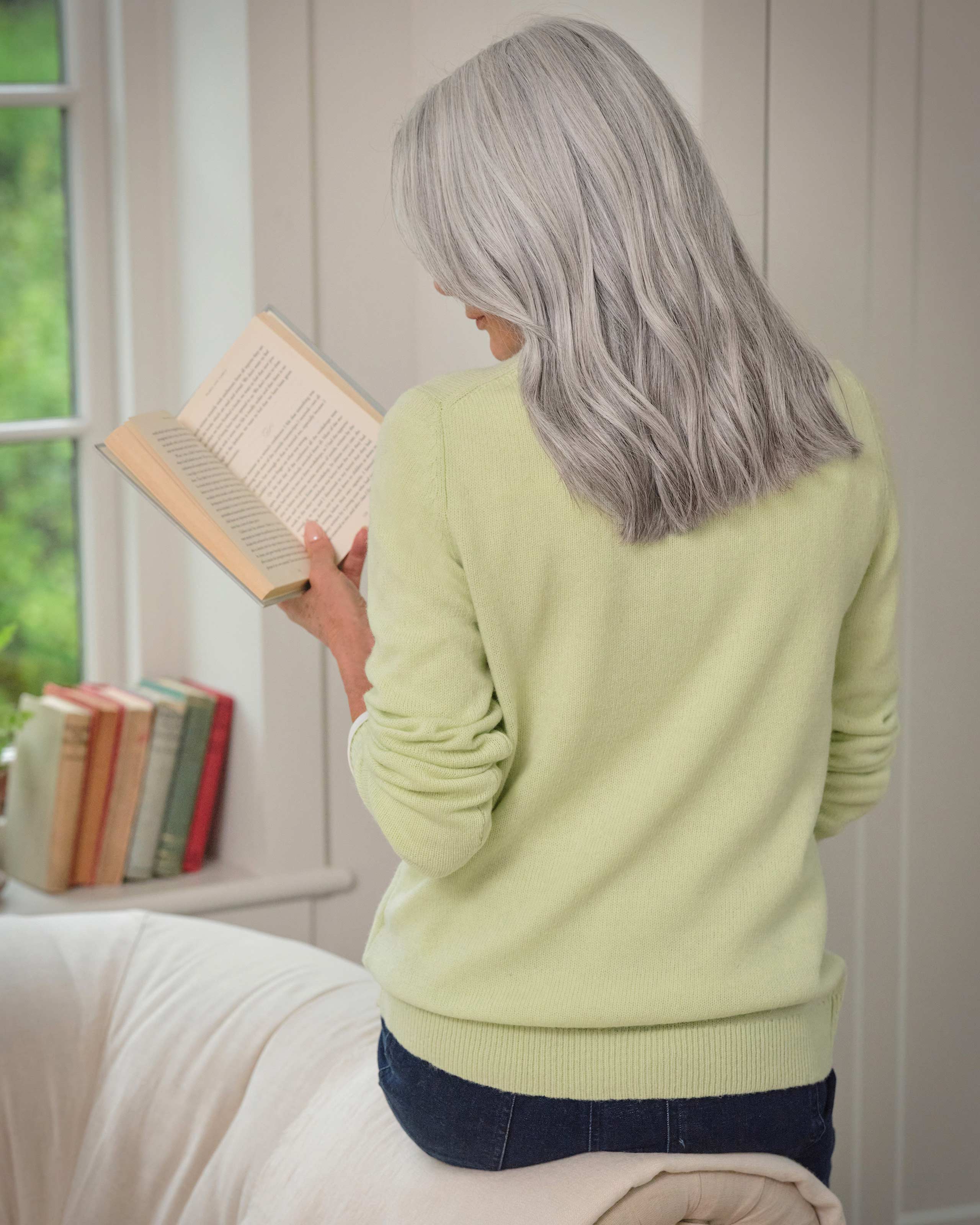 Washed Lime | Womens Lambswool Crew | WoolOvers UK