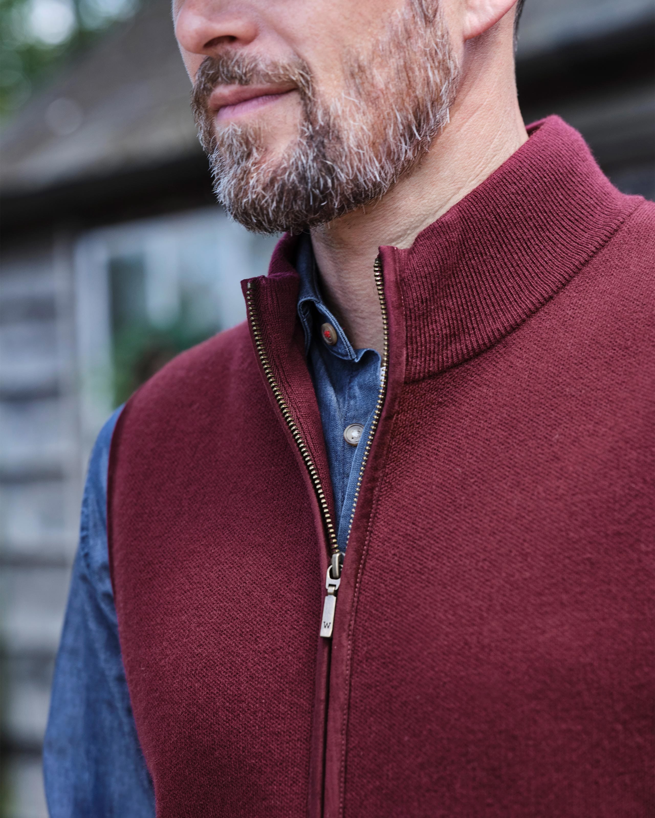 Wine | Premium Milano Full Zip Gilet | WoolOvers AU