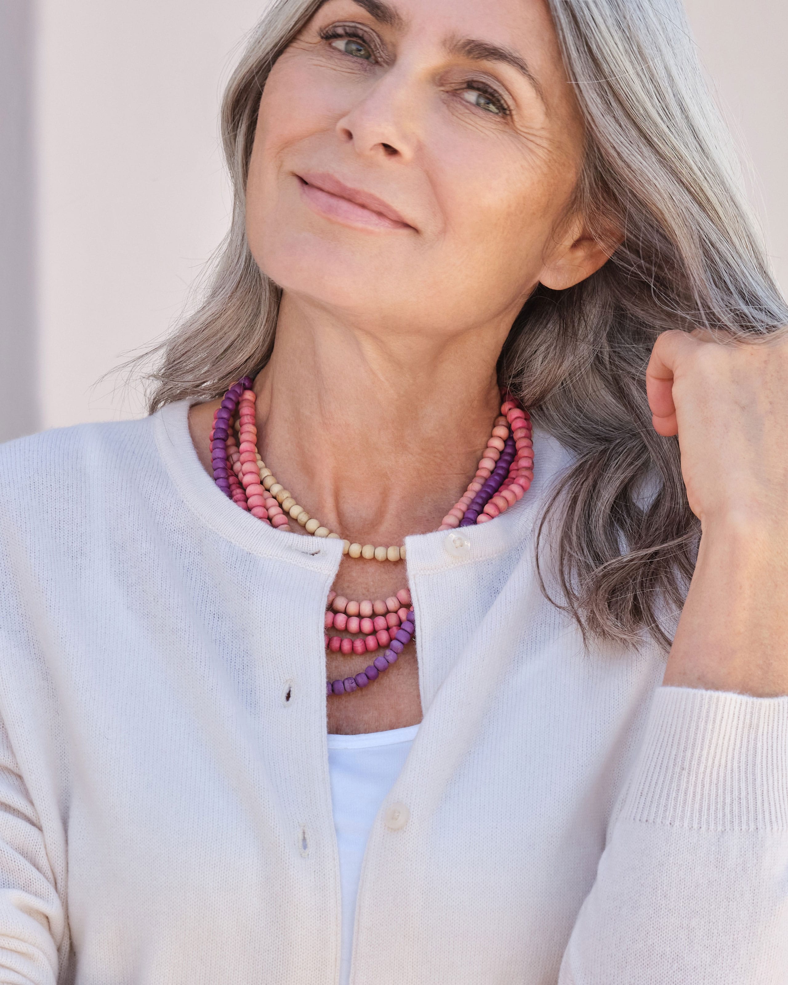 Cream | Cashmere Merino Crew Neck Cardigan | WoolOvers UK