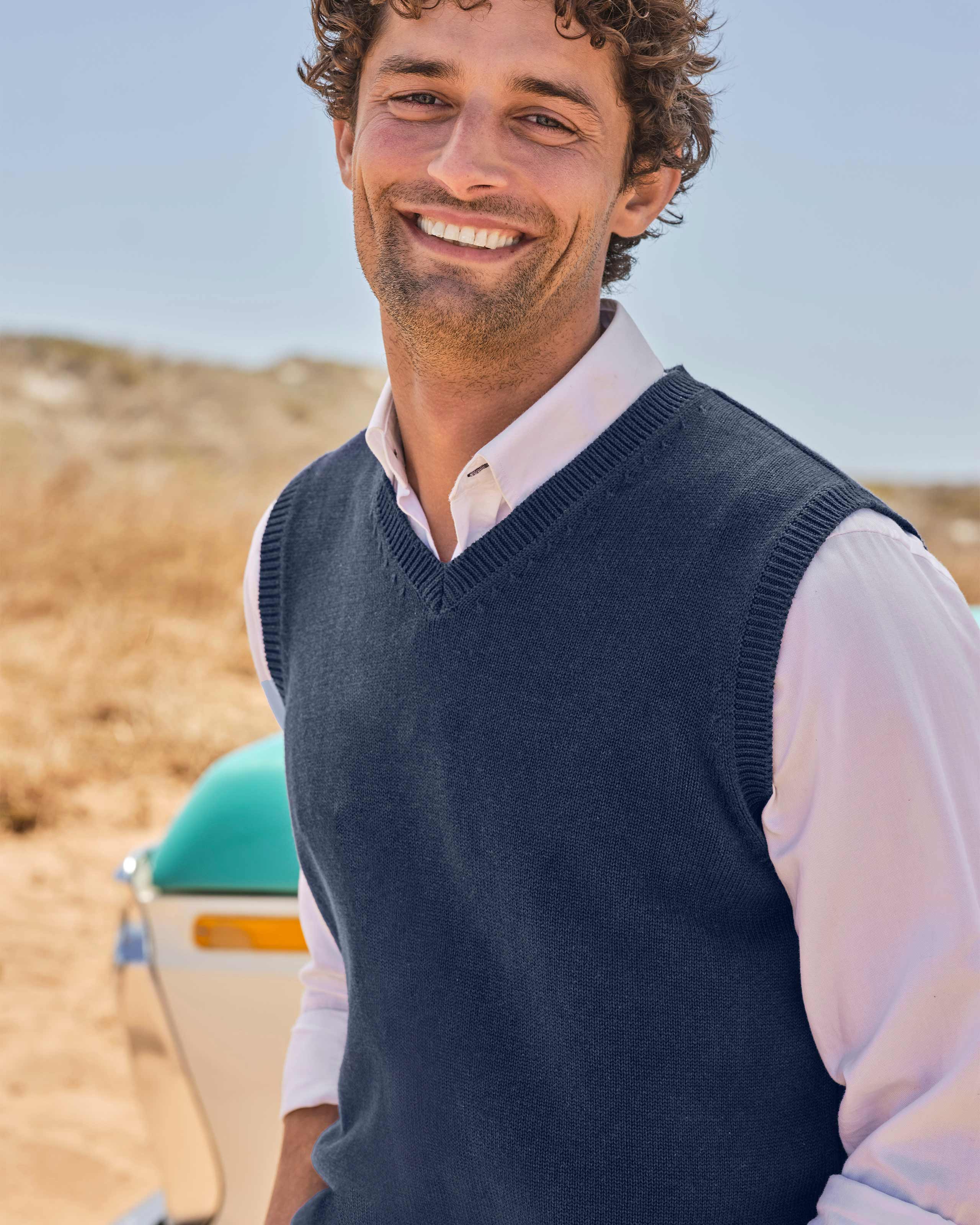 Navy | Pullunder mit V-Ausschnitt | WoolOvers DE