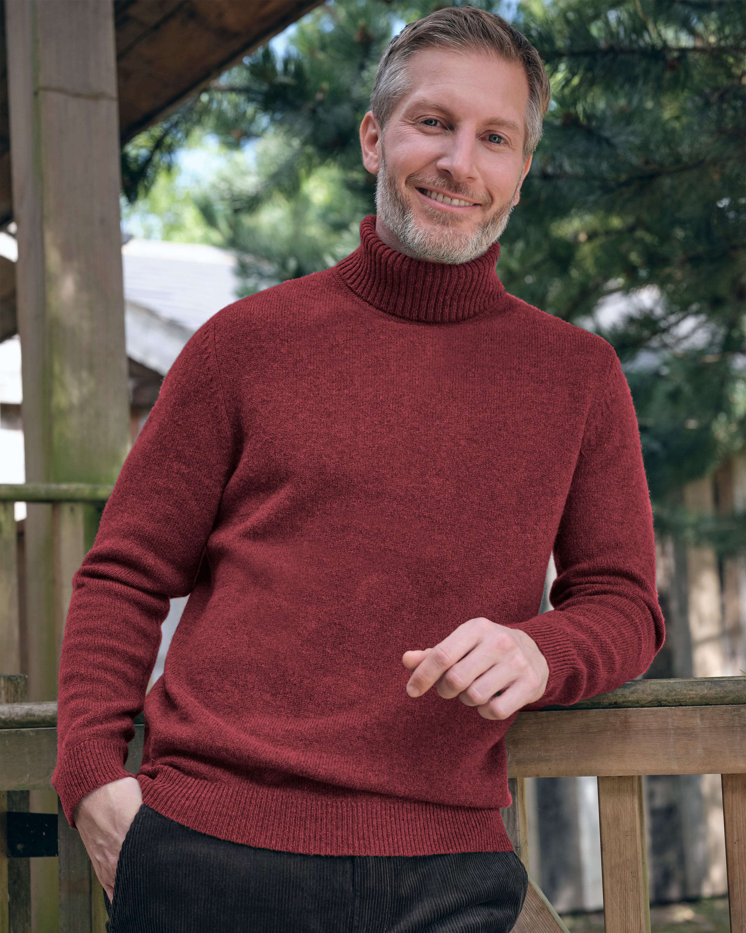 Rioja | Mens Lambswool Polo Neck Jumper | WoolOvers AU