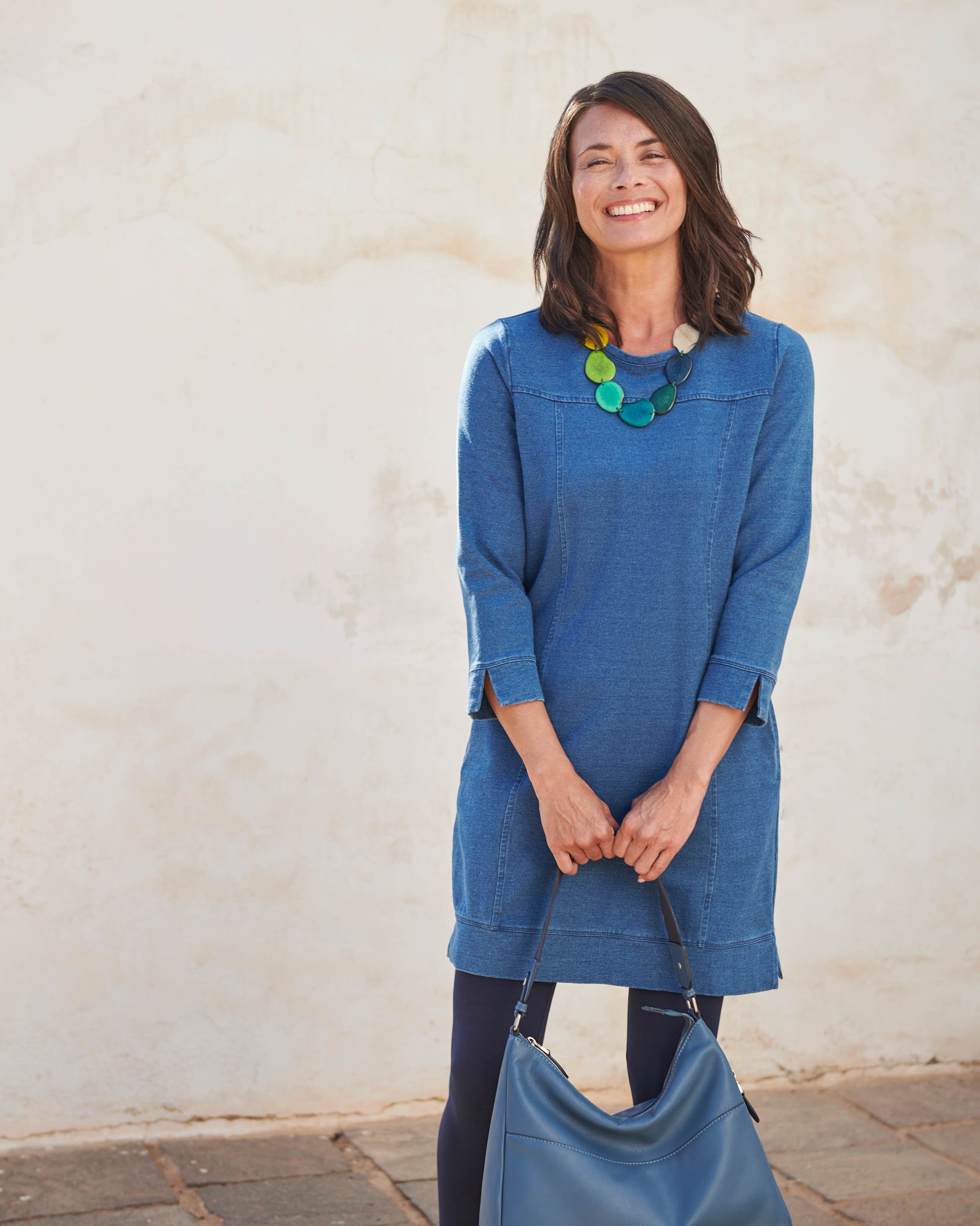 Dark Denim Blue 95% Cotton 5% Elastane | Seam Detail Denim Tunic