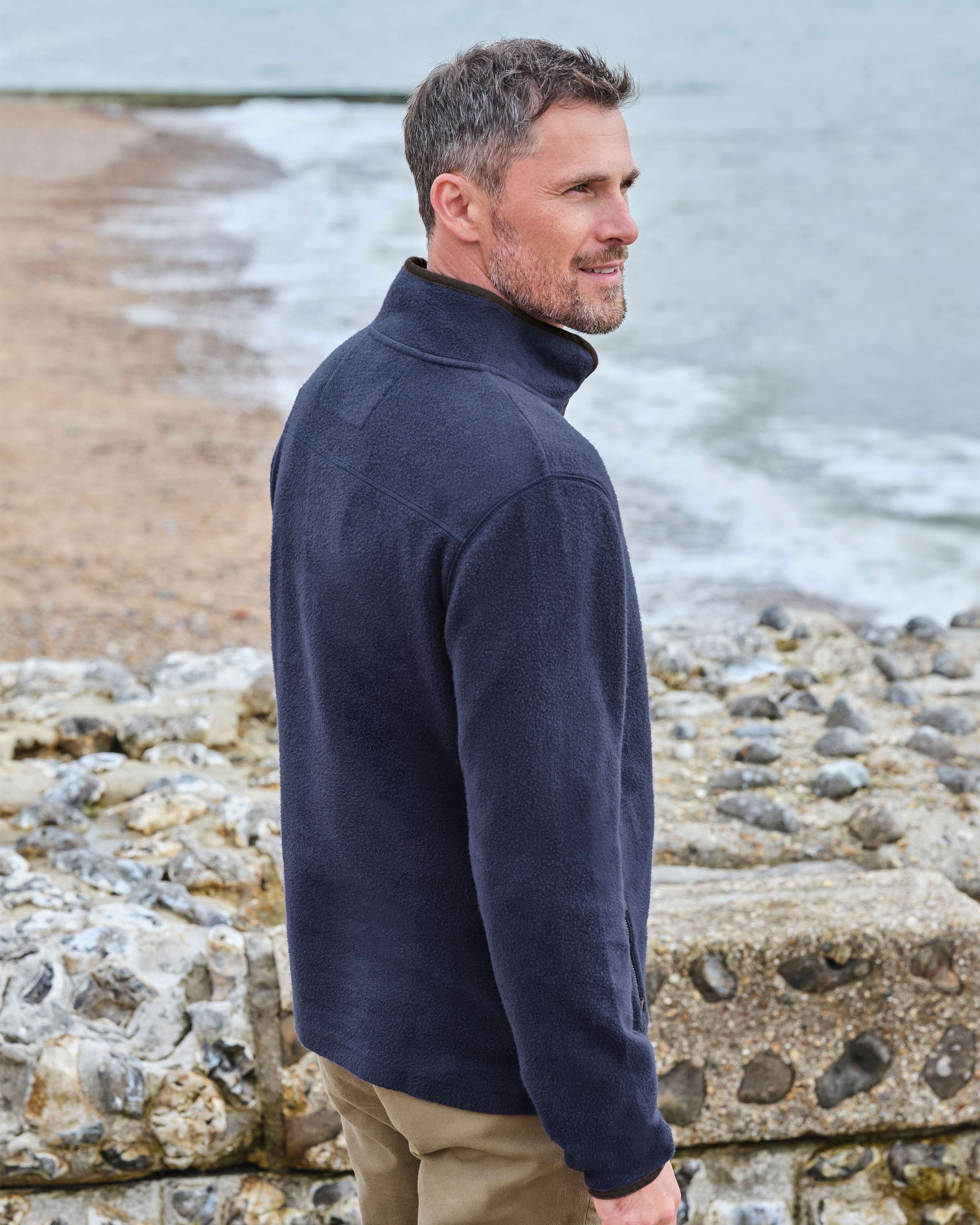 Navy | Organic Cotton Half Zip Fleece | WoolOvers AU