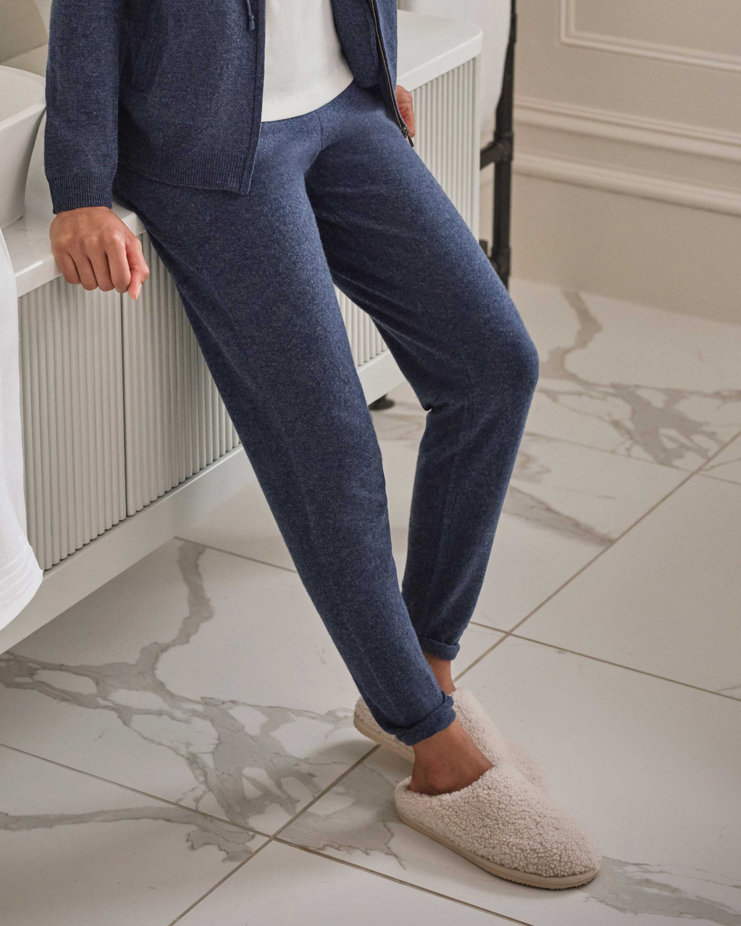 Denim Marl | Cashmere & Merino Luxe Lounge Joggers | WoolOvers US