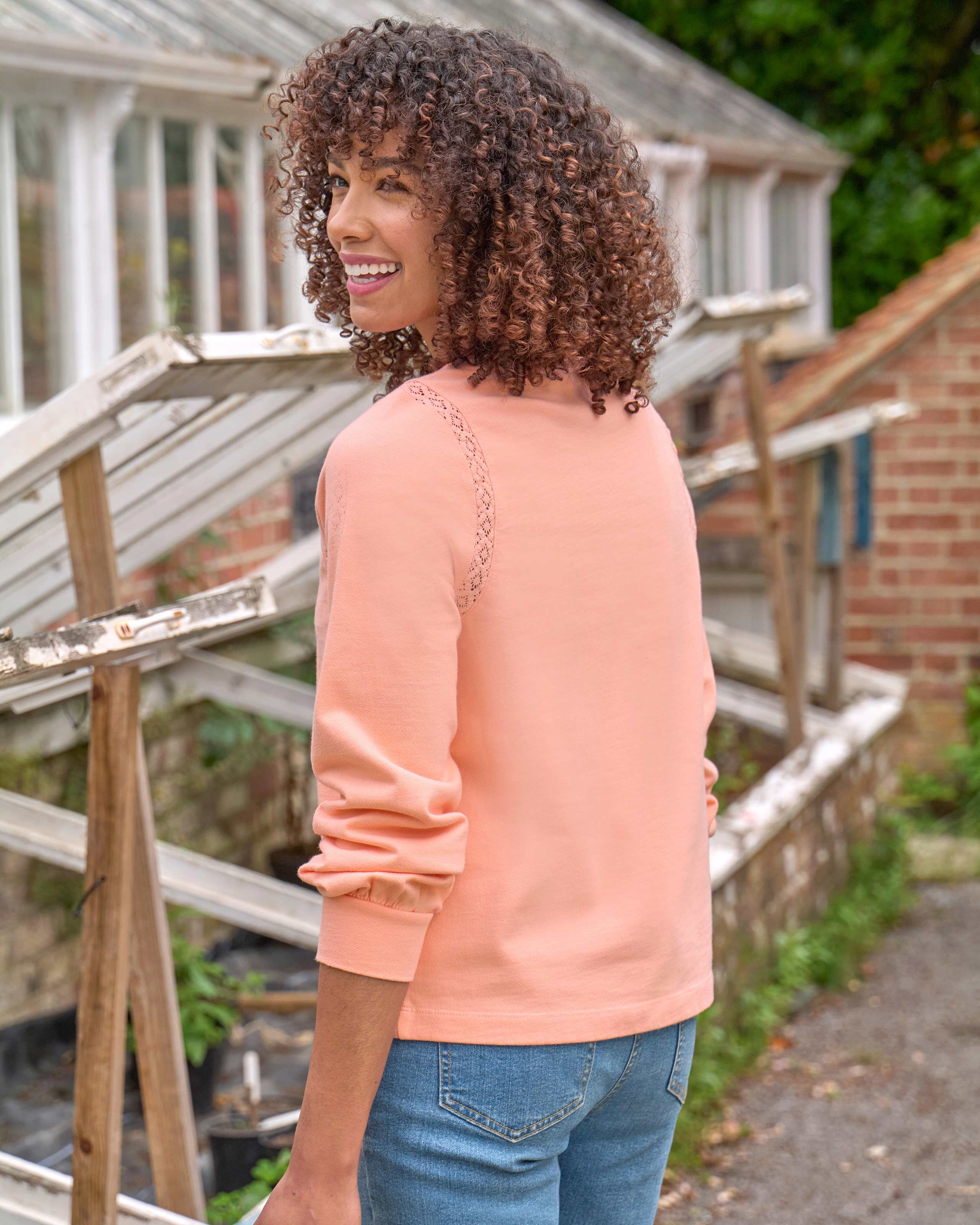 Peach | Lace Insert Jumper | WoolOvers UK