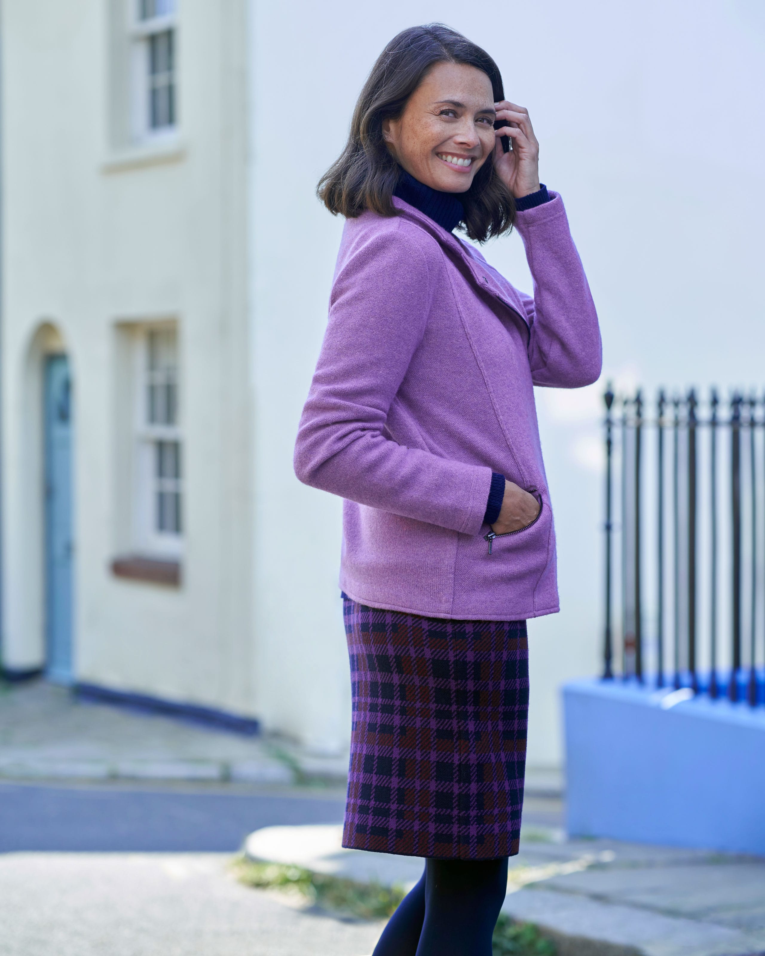 Dusty Purple Pure Lambswool | Knitted Biker Jacket