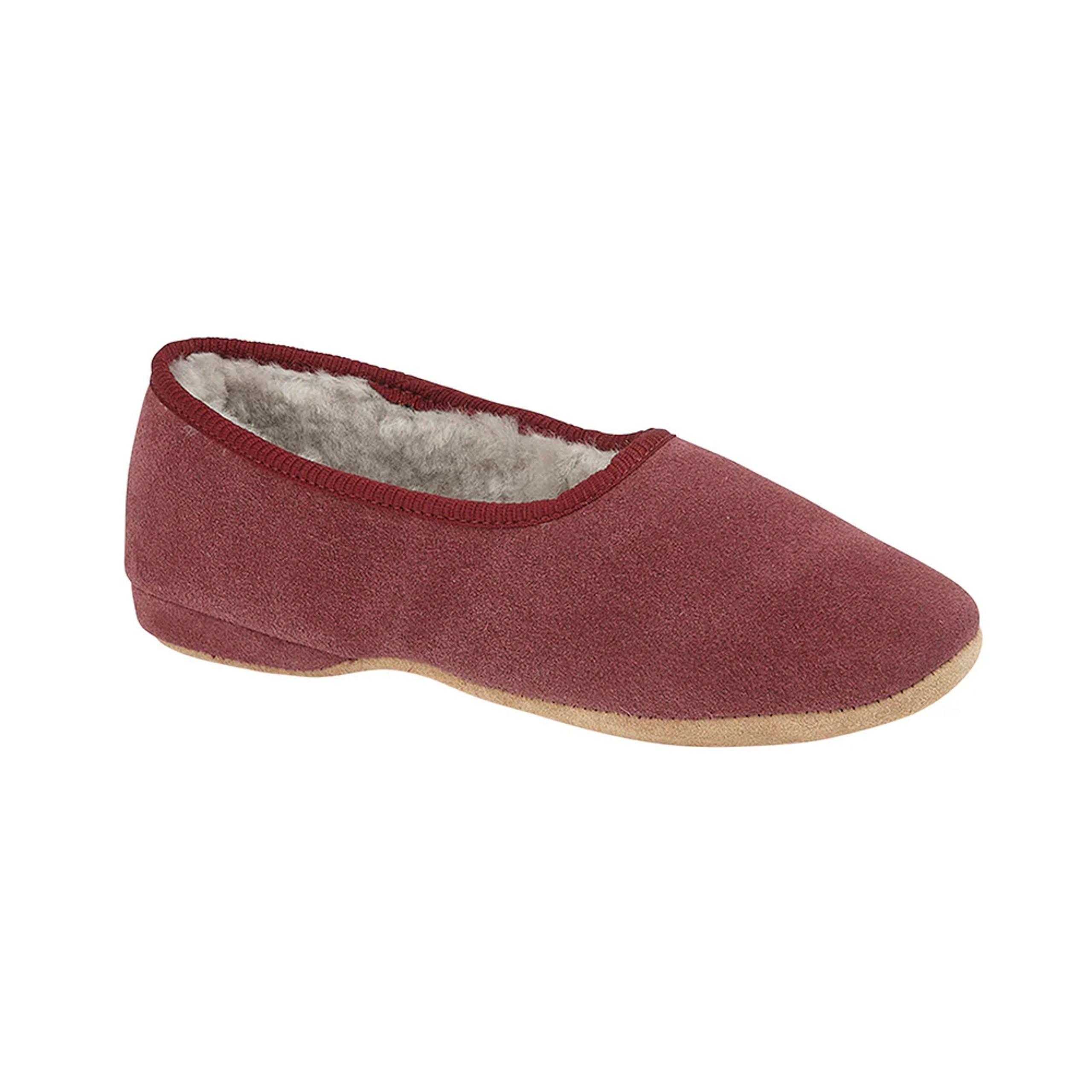 Wine | Womens Draper Ballerina Sheepskin Slippers | WoolOvers UK