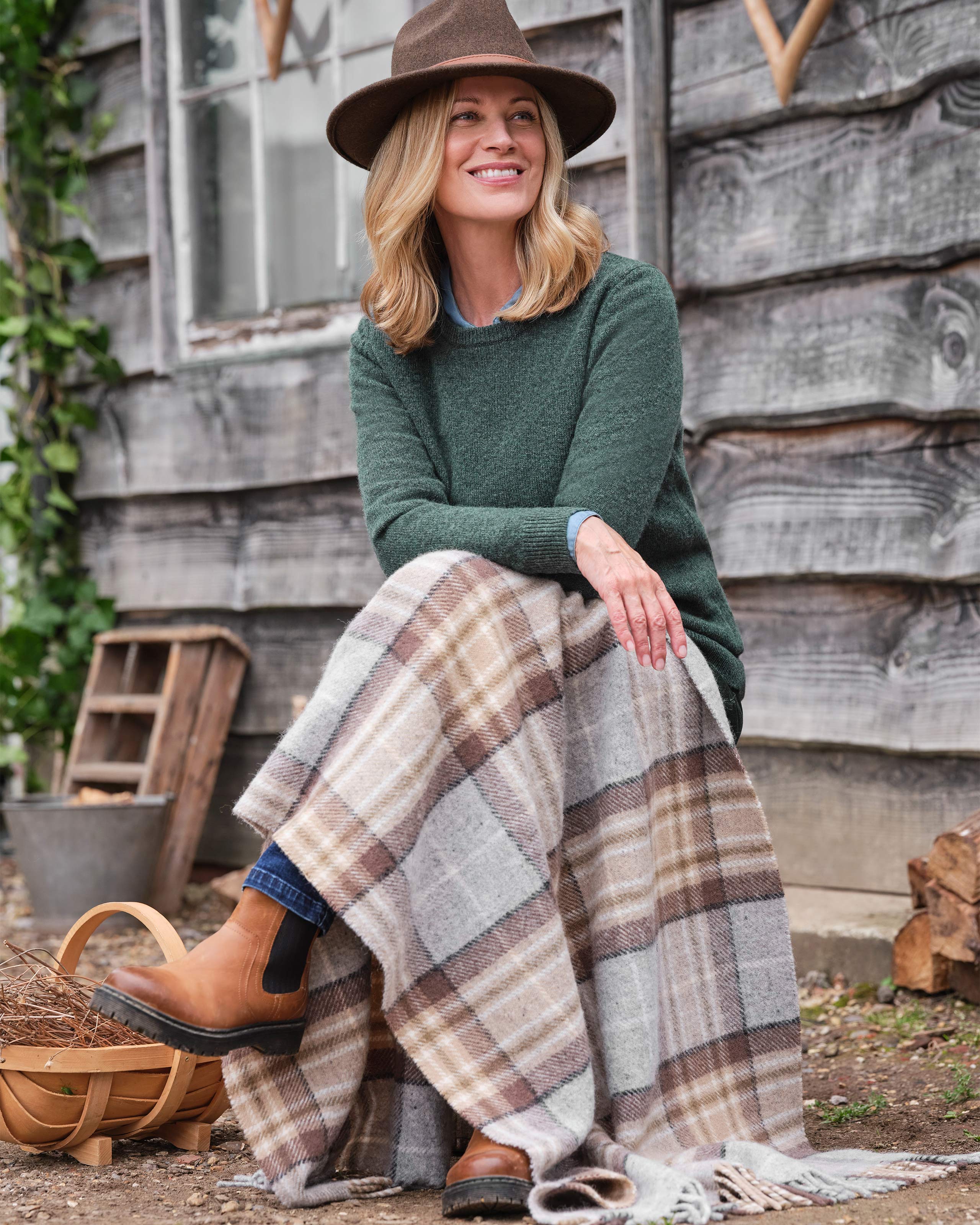 Grey Combo | Pure Wool Small Blanket | WoolOvers UK