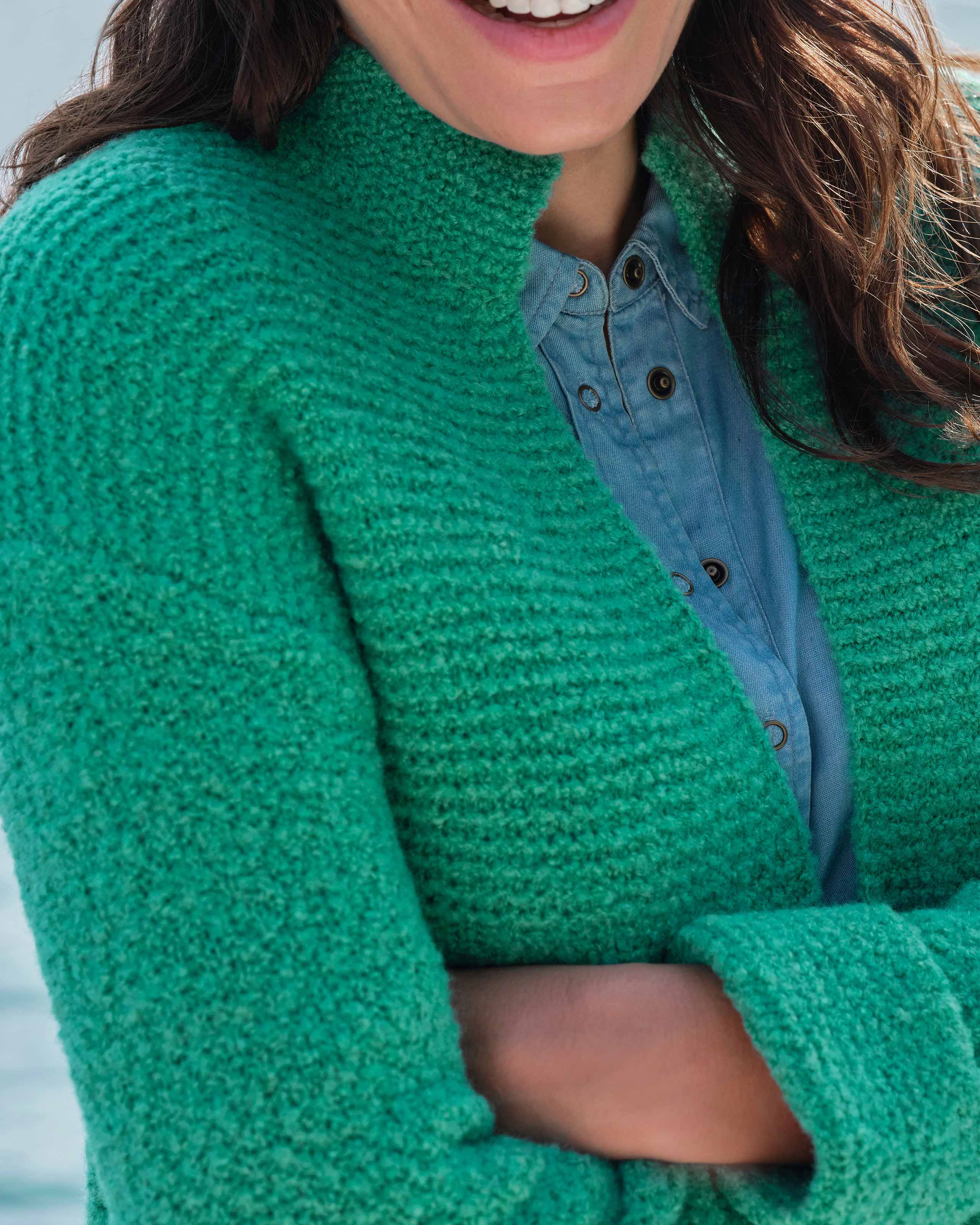 Bright Green | Purl Stitch Textured Edge To Edge Coatigan | WoolOvers AU