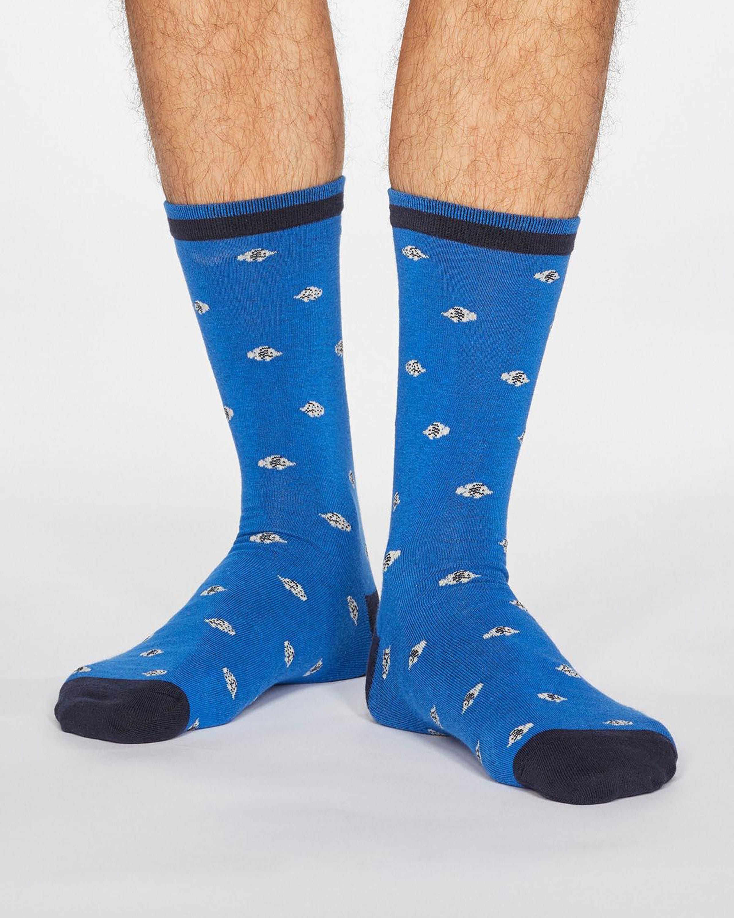 Bright Blue | Mens Carlos Sea Creatures Socks | WoolOvers US
