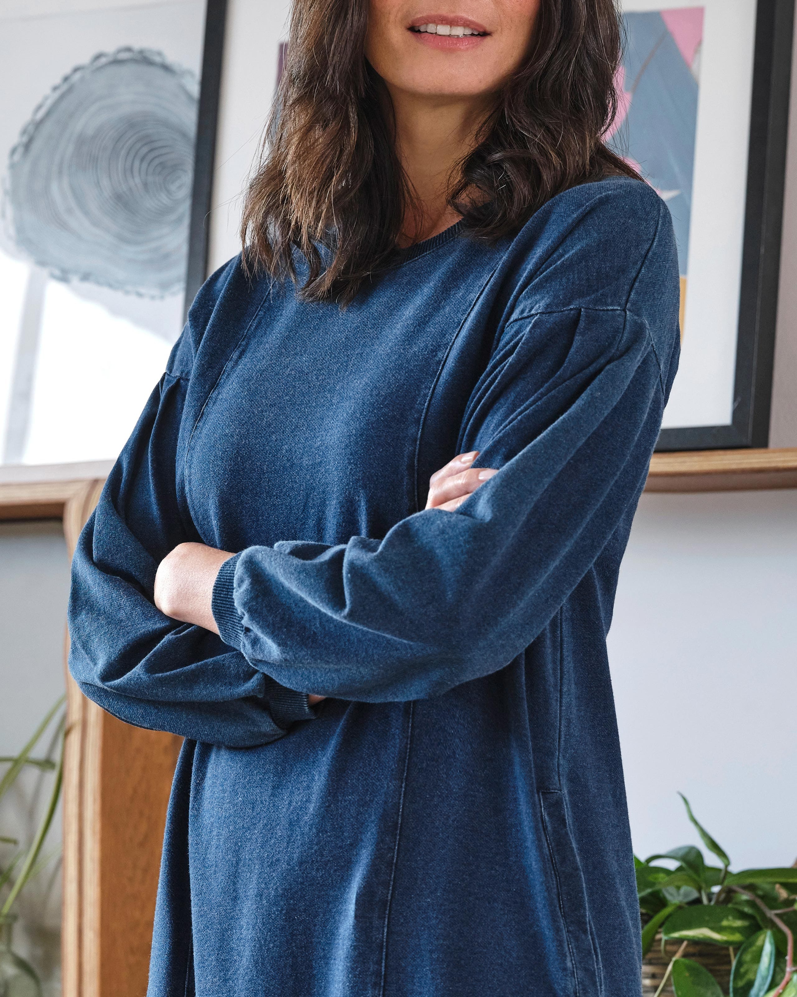 Indigo Blue | Ioana Organic Cotton Jersey Indigo Dress | WoolOvers UK