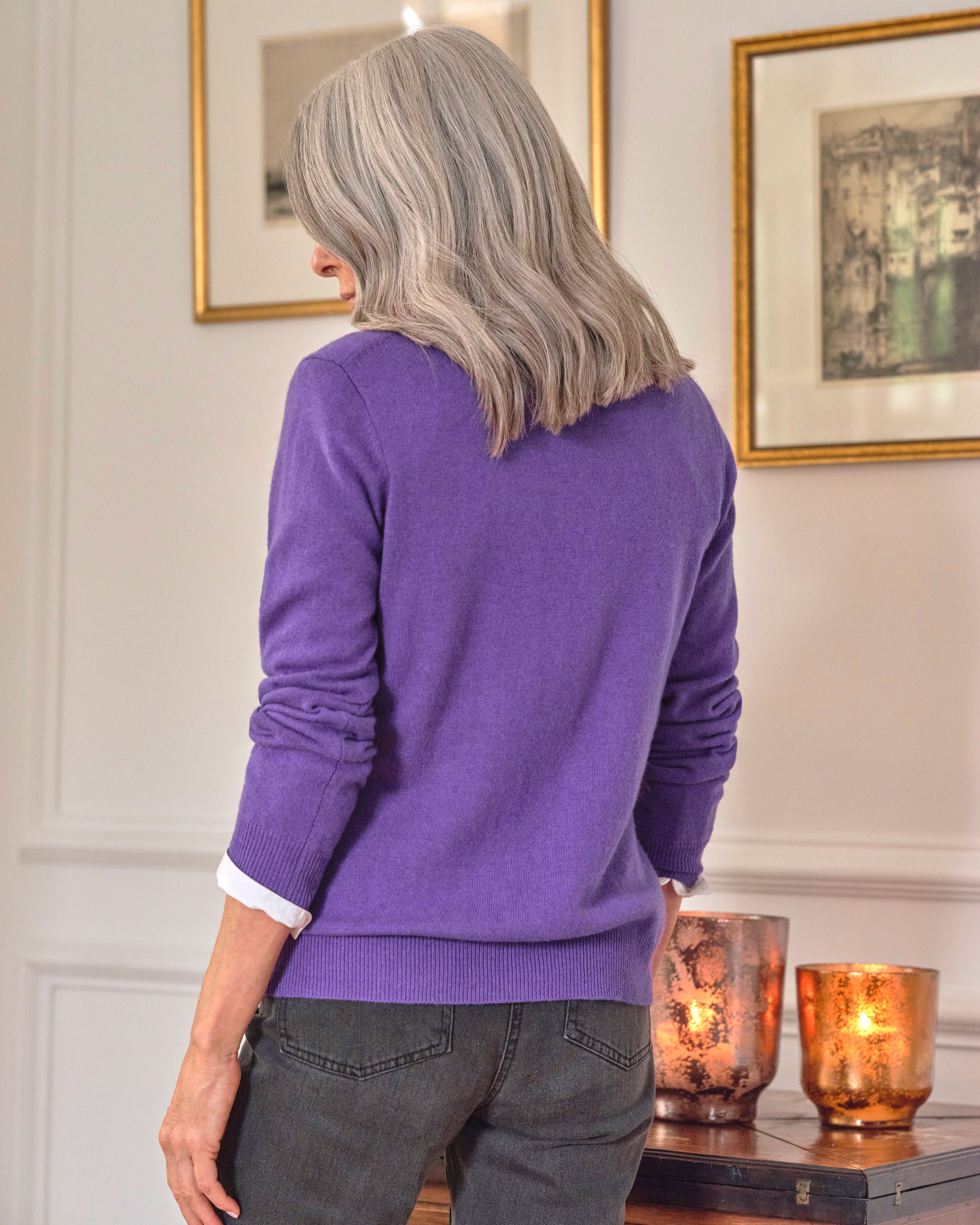 Bright Purple | Cashmere & Merino Crew Neck Knitted Jumper | WoolOvers AU