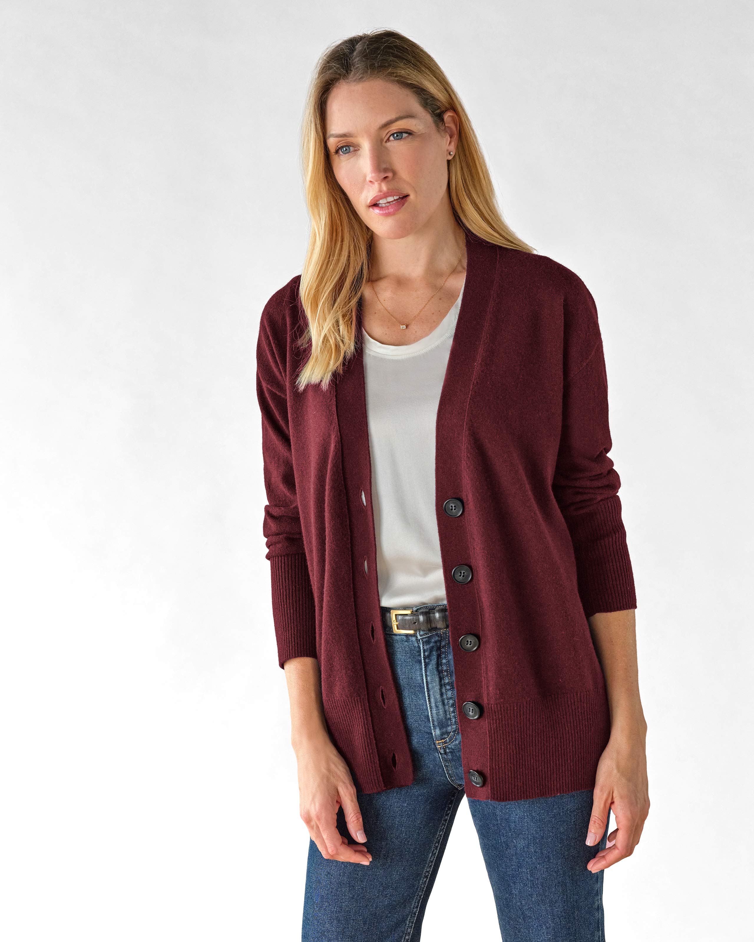 Caramel | Pure Cashmere Boyfriend Cardigan | WoolOvers US