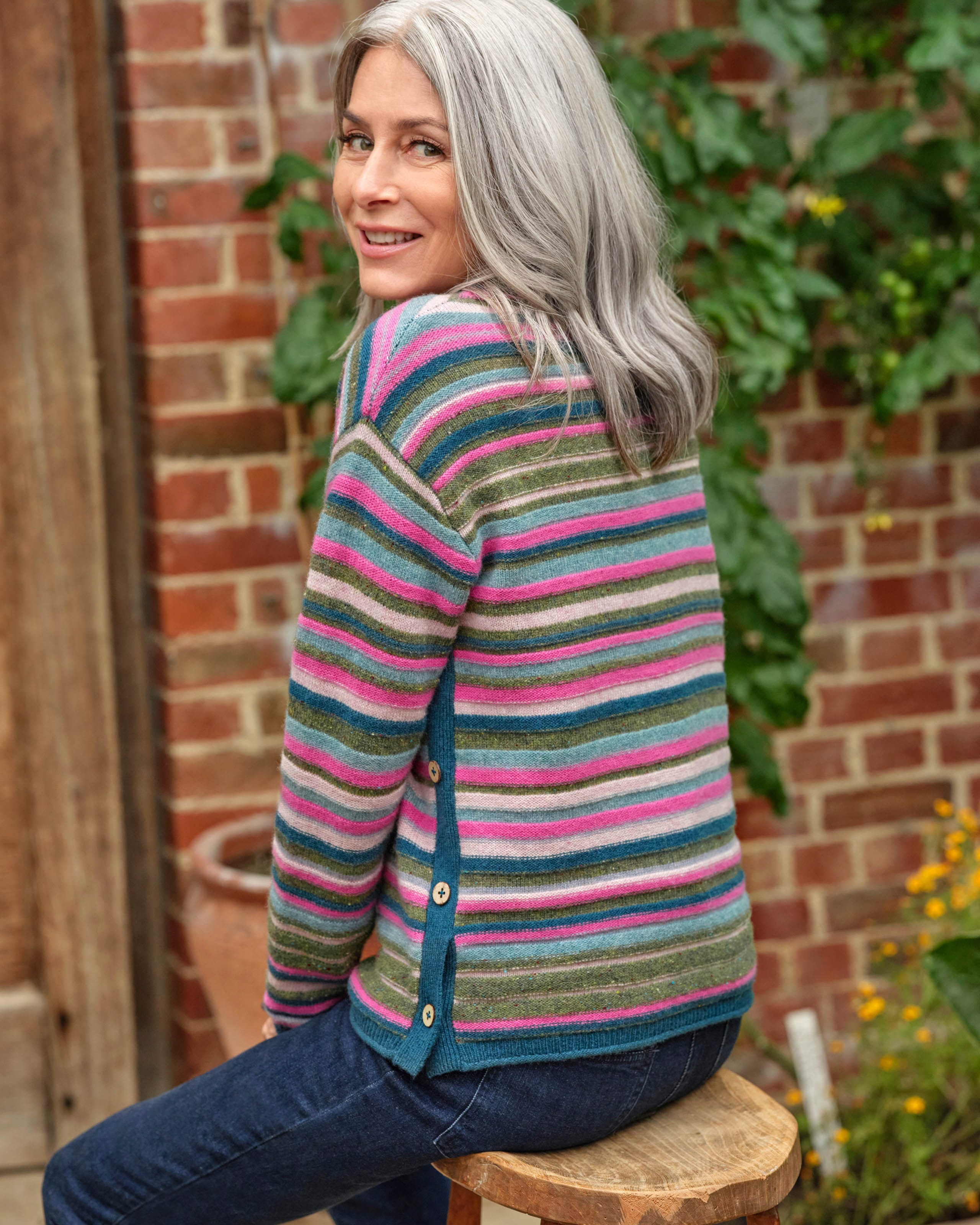 Multi | Stripe Button Jumper | WoolOvers AU