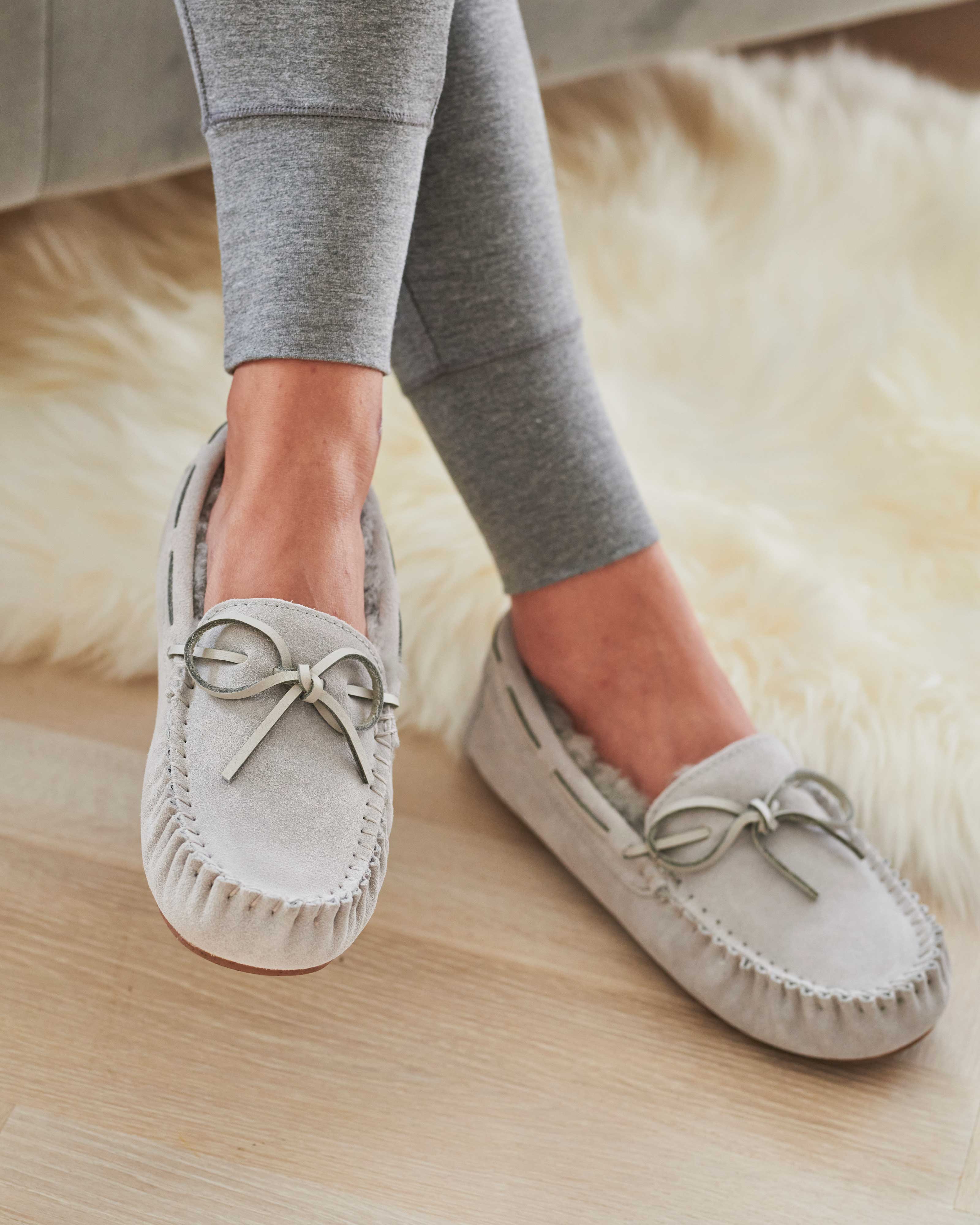 Light Grey | Sheepskin Moccasin | WoolOvers UK