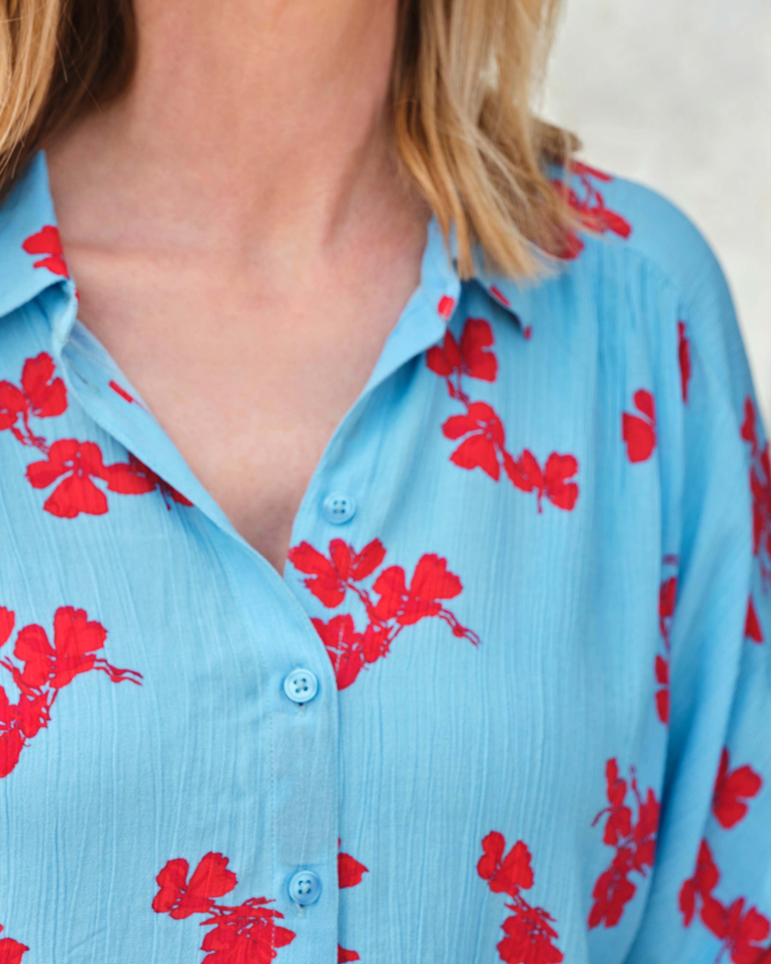 Oversized Floral Print | Relaxed Turn Back Cuff Shirt | WoolOvers UK