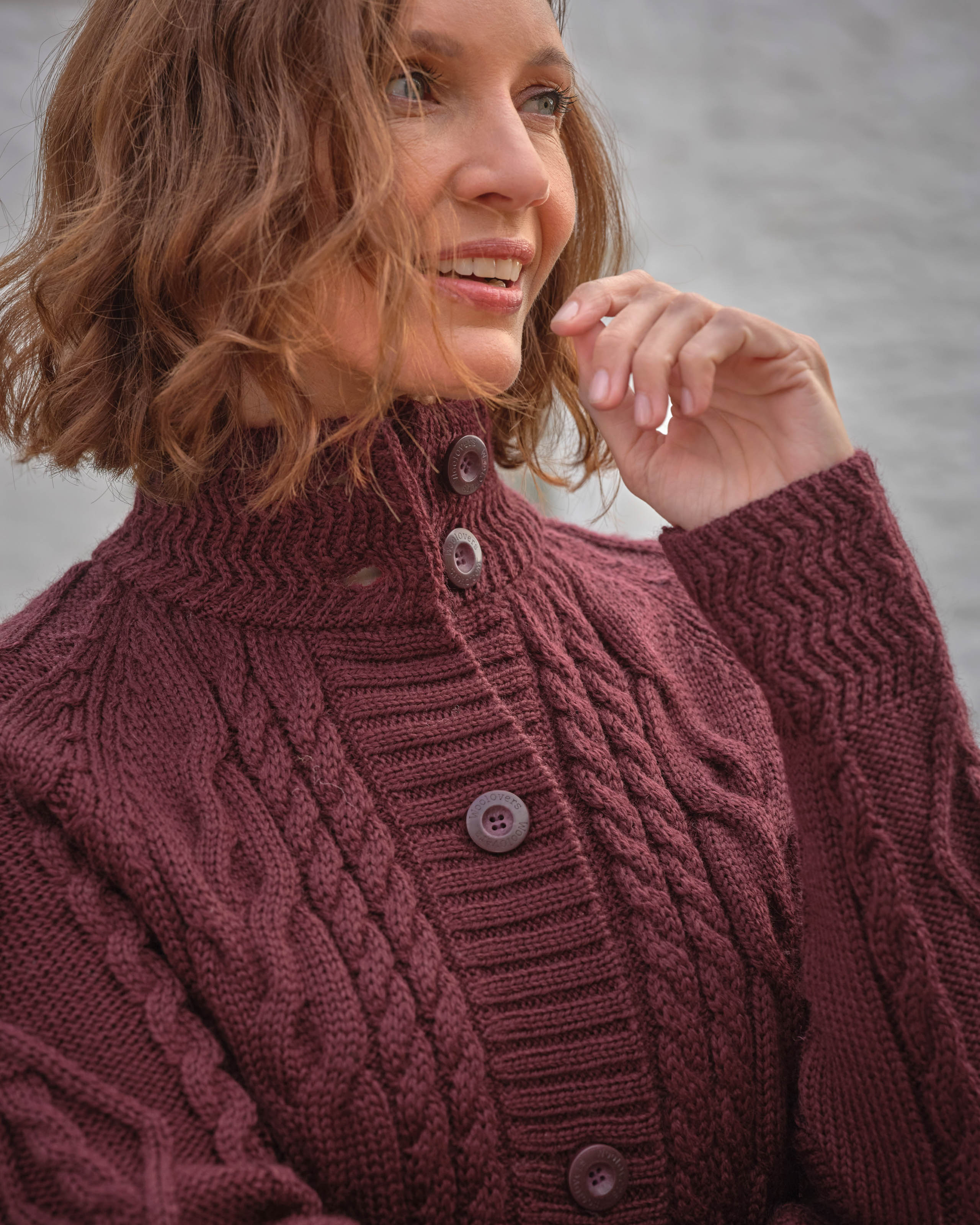 Cherry Chocolate | Pure Wool Aran Coatigan | WoolOvers US