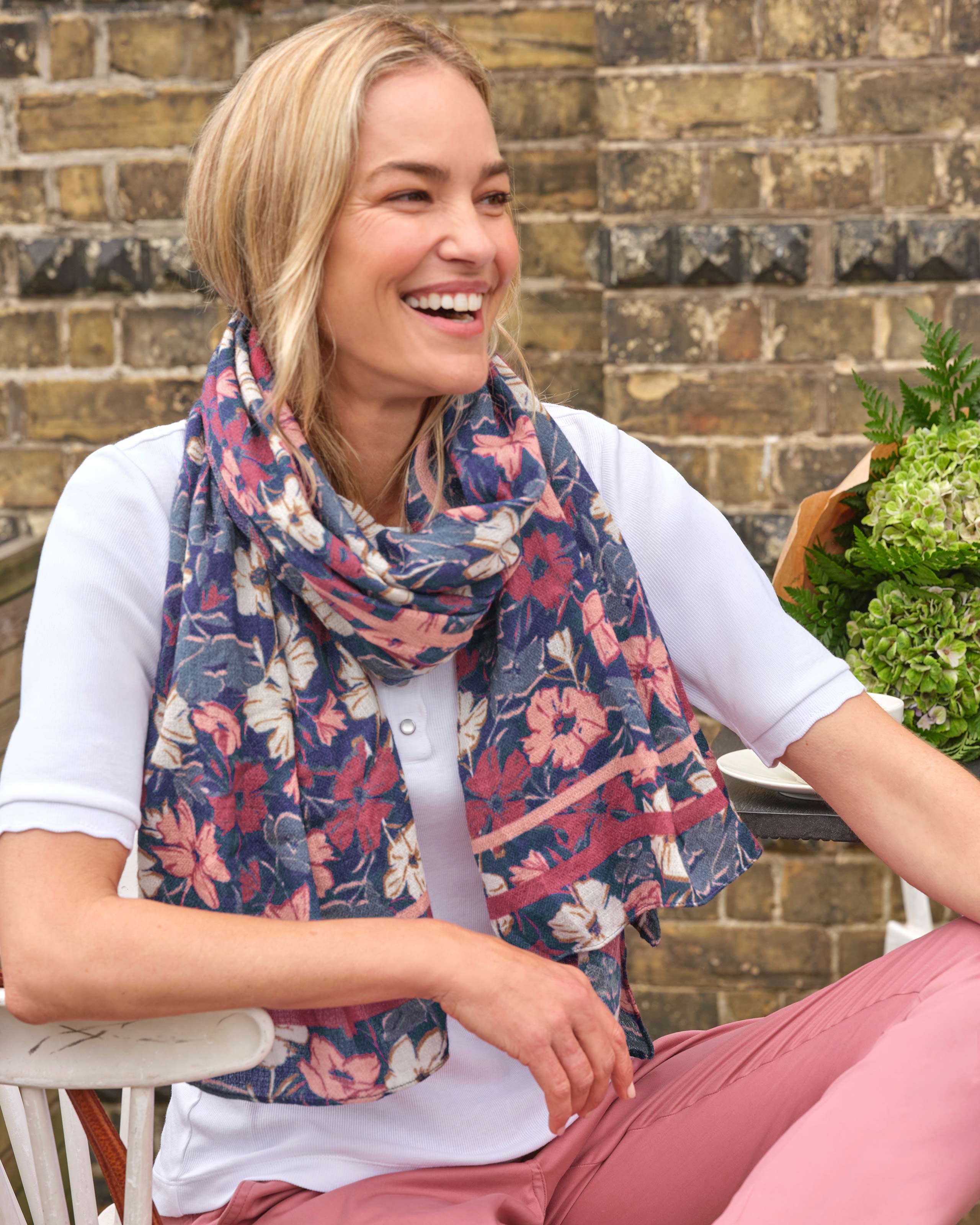 Cafe Cleo Floral | Woven Wool Printed Scarf | WoolOvers UK