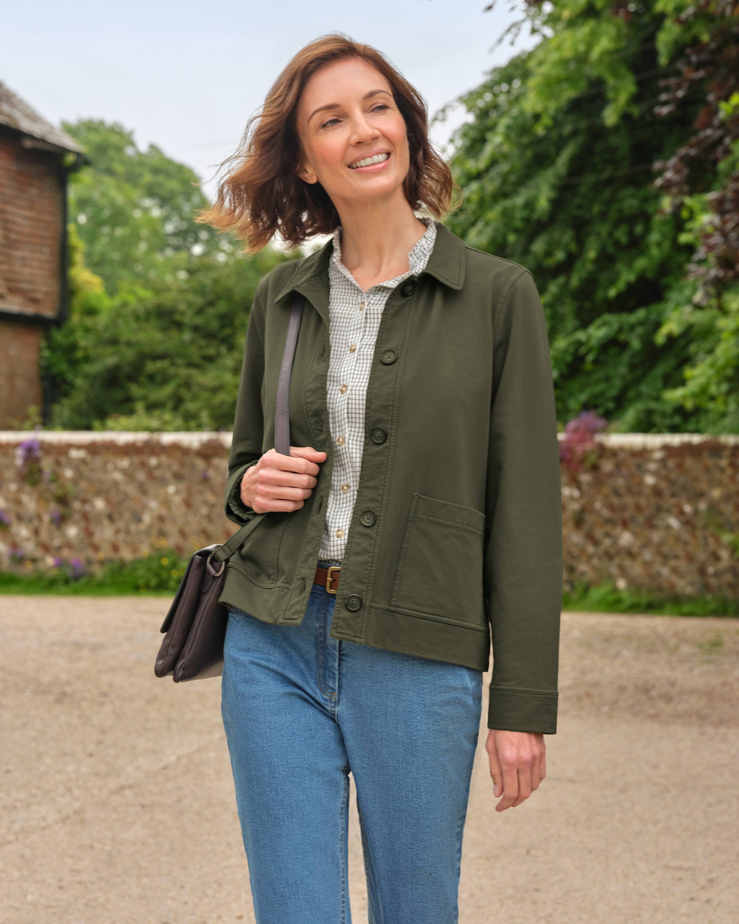 Washed Green | Patch Pocket Washed Jersey Jacket | WoolOvers AU