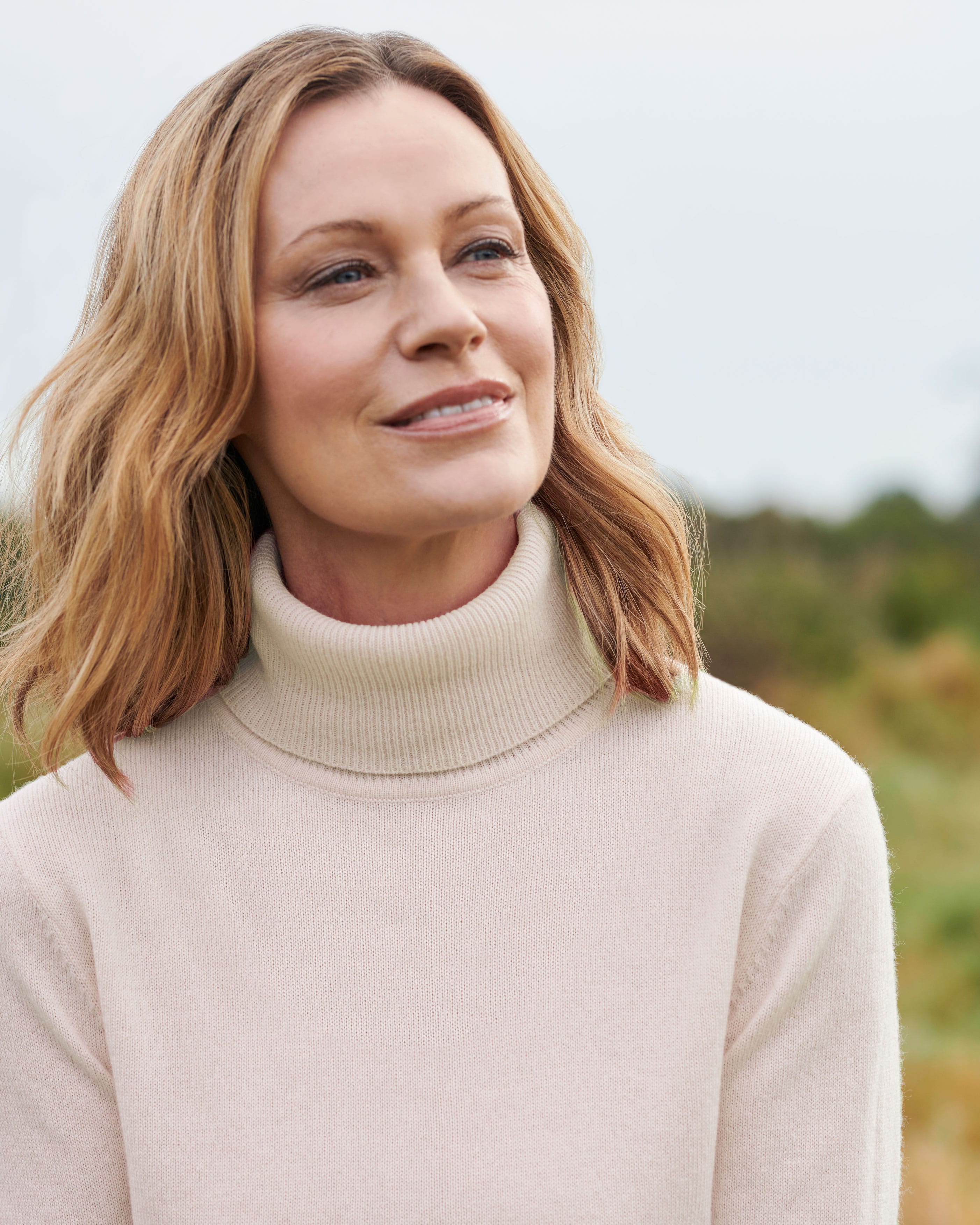 Cream | Cashmere & Merino Fitted Polo Neck Knitted Jumper | WoolOvers UK